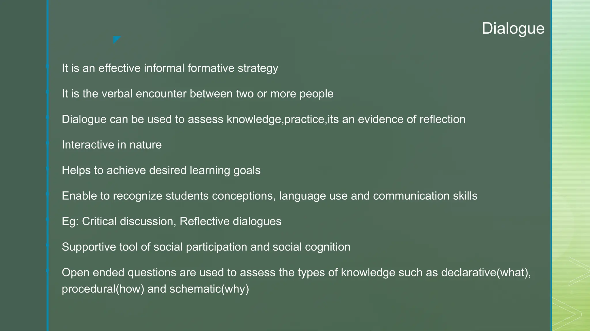 Practices of Assessment :Dialogue,Feedback,peer and self assessment ...