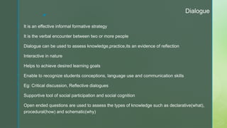 Practices of Assessment :Dialogue,Feedback,peer and self assessment ...