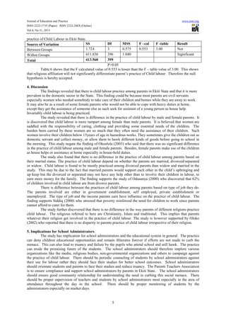 Practices of child labour among parents in ekiti state, nigeria implication for school ...