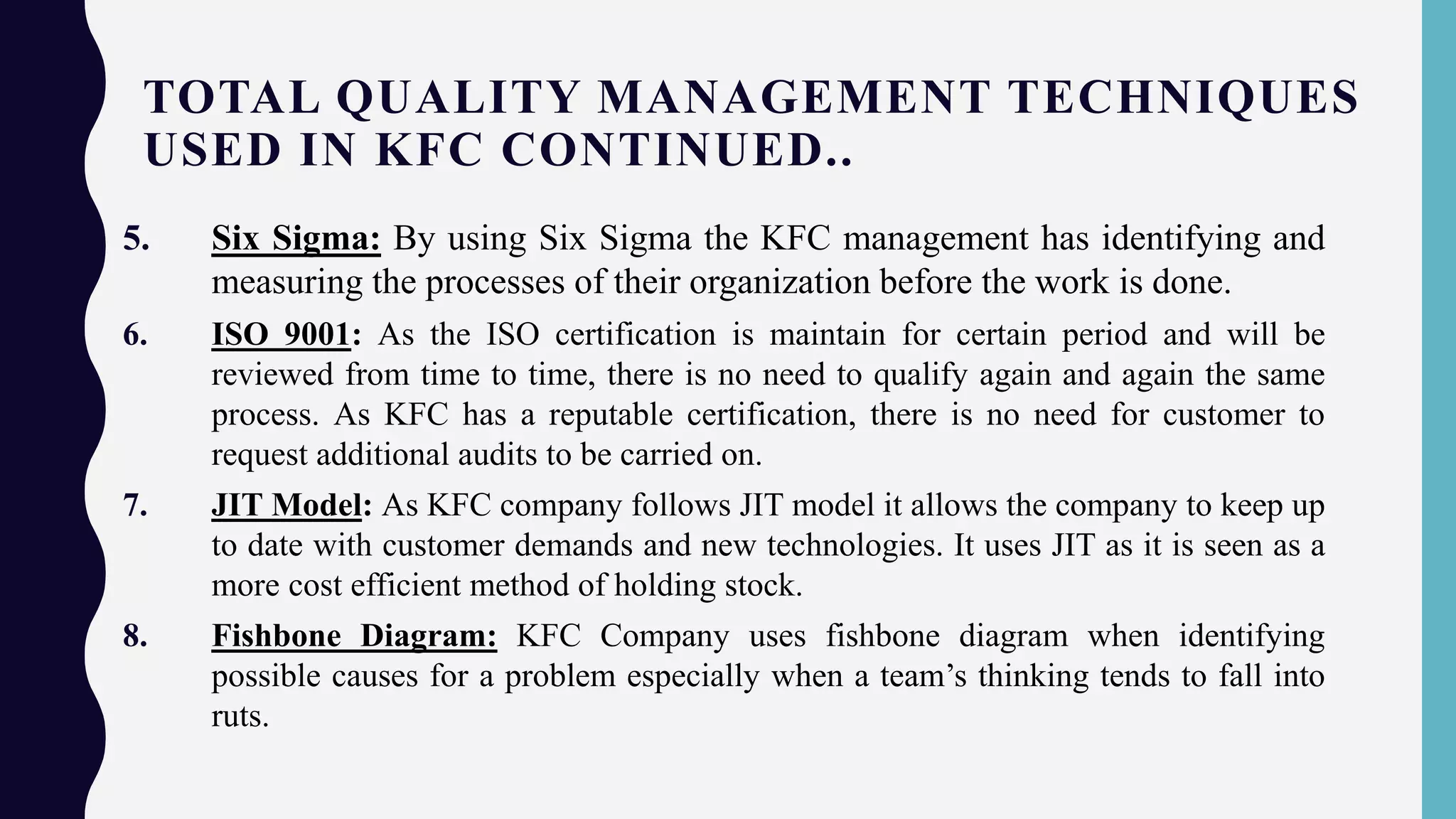 Practices of total quality management in KFC | PPTX