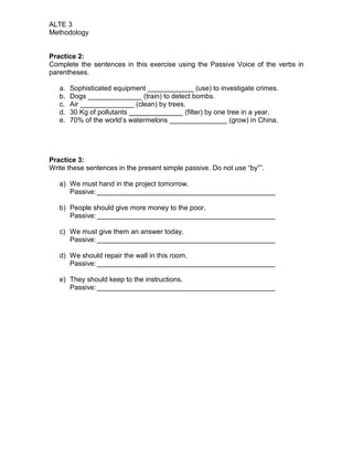 Passive Voice Practice stage | PDF