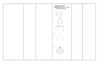 nets of solid figures lesson grade VI (explicit lesson plan k-12) | DOCX