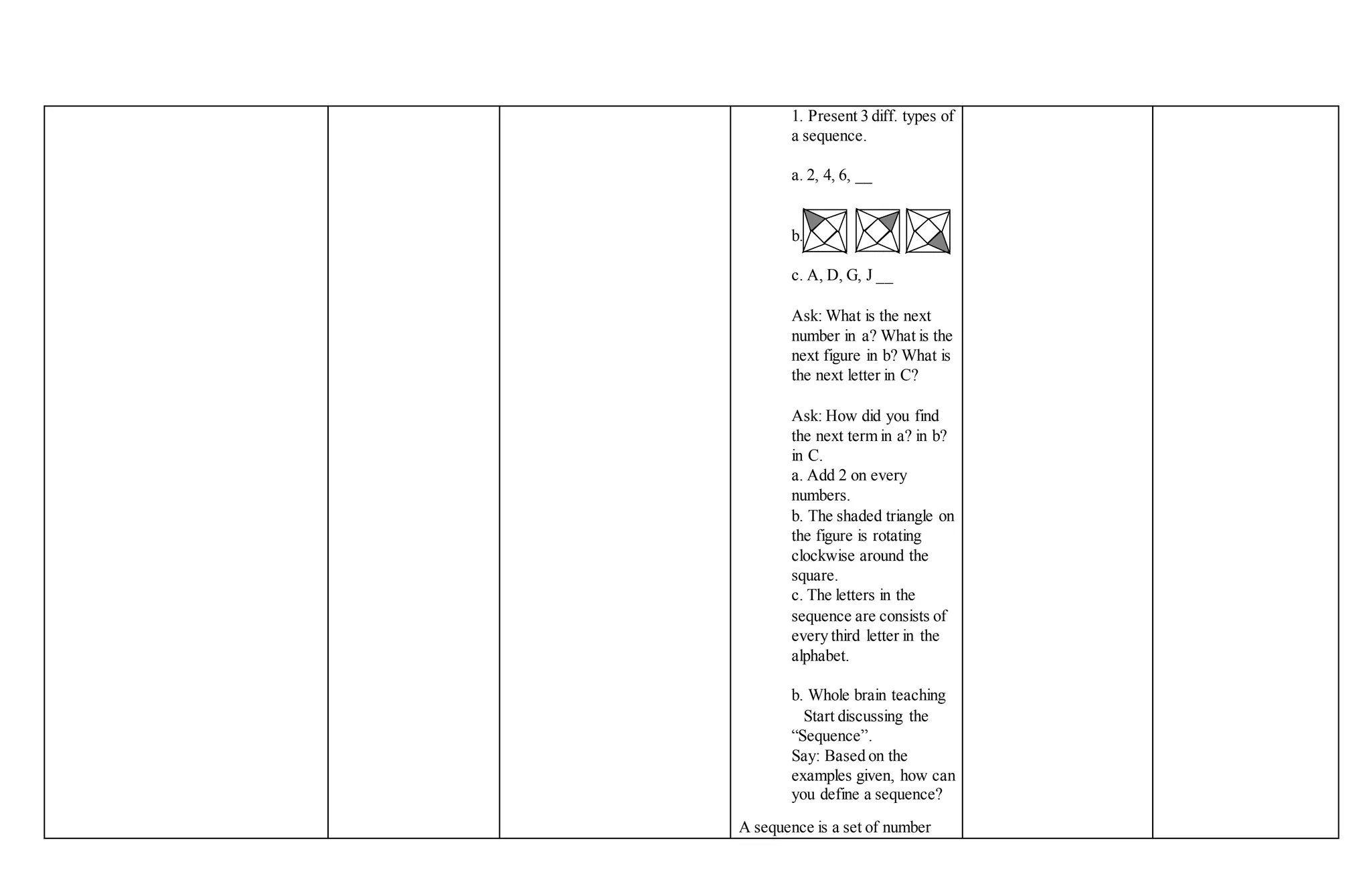 Sequencing (Formulating the nth term rule) Explicit lesson plan grade ...