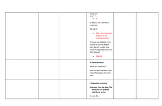 Sequencing (Formulating the nth term rule) Explicit lesson plan grade ...
