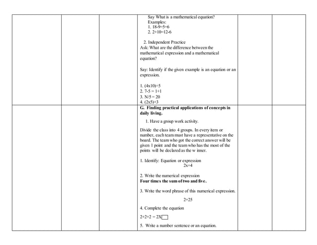 Differentiates expression from equation, Translate word phrase to ...