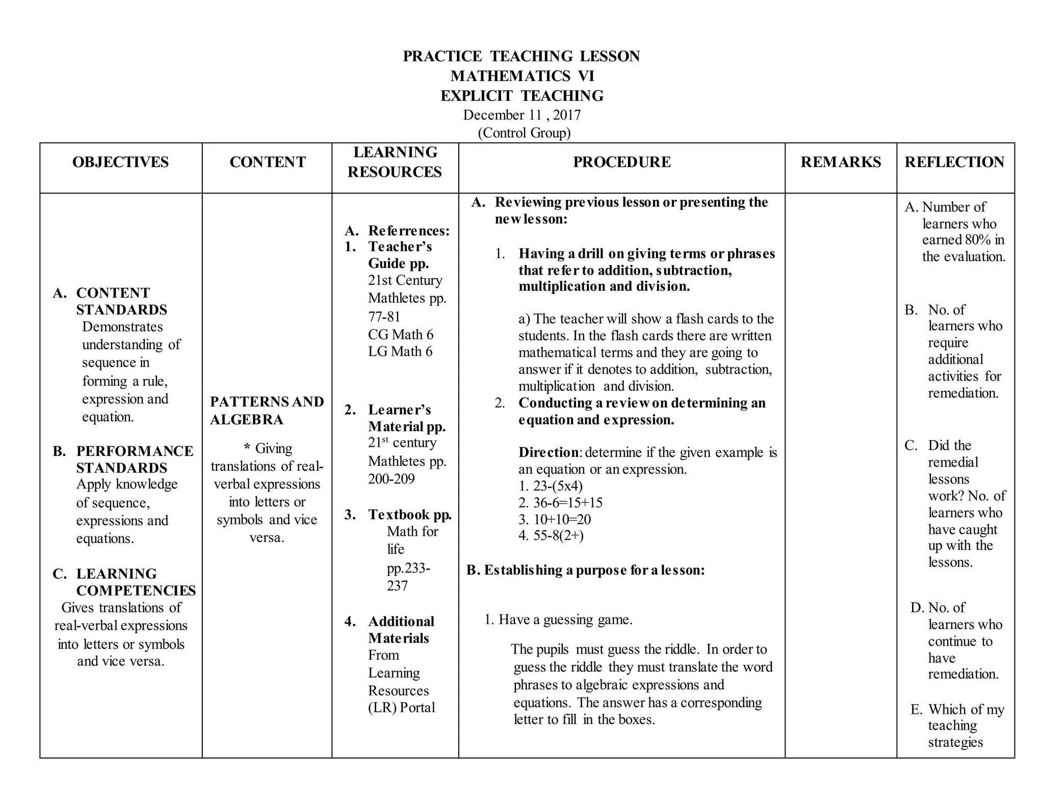 Translations of real-verbal expressions into letters or symbols and ...