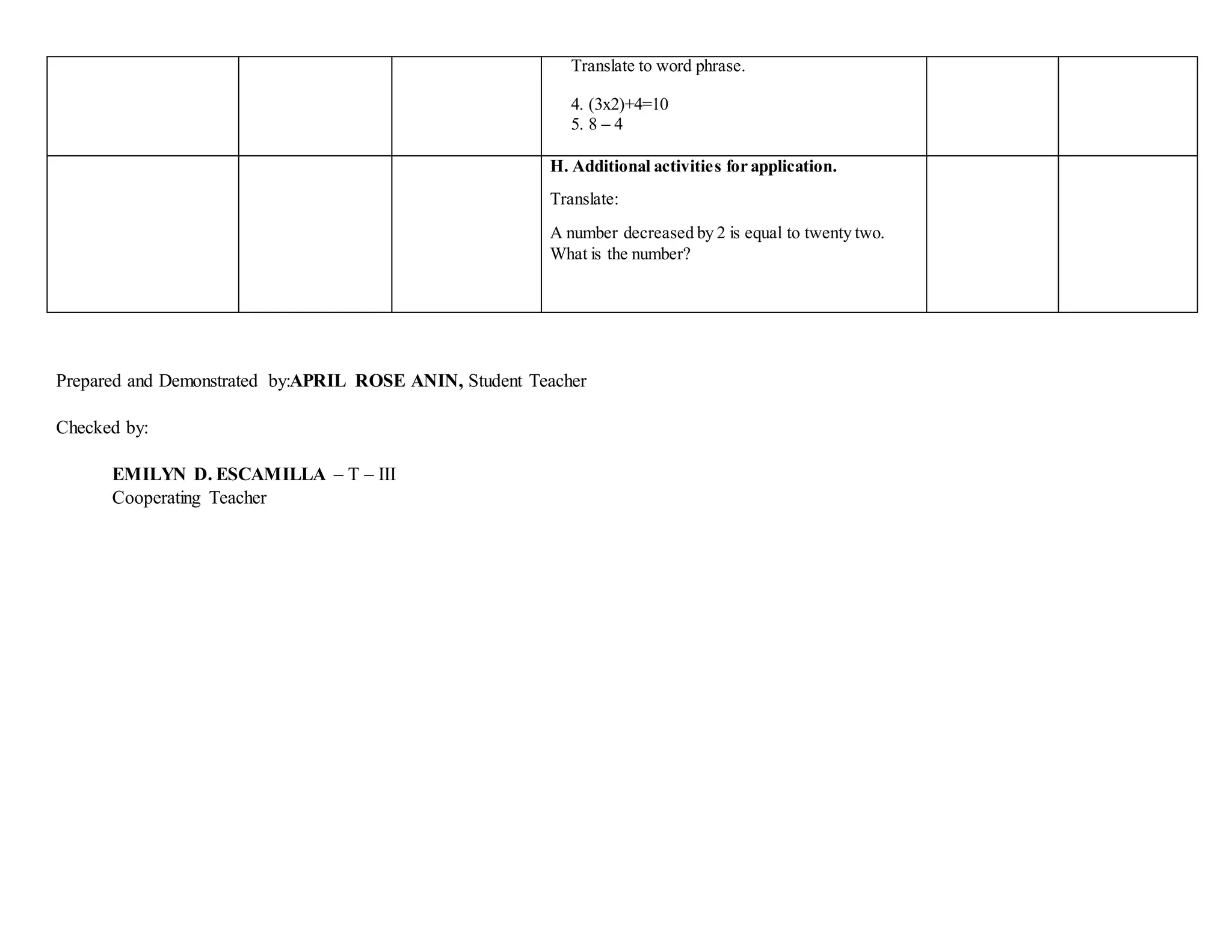 Translations of real-verbal expressions into letters or symbols and ...