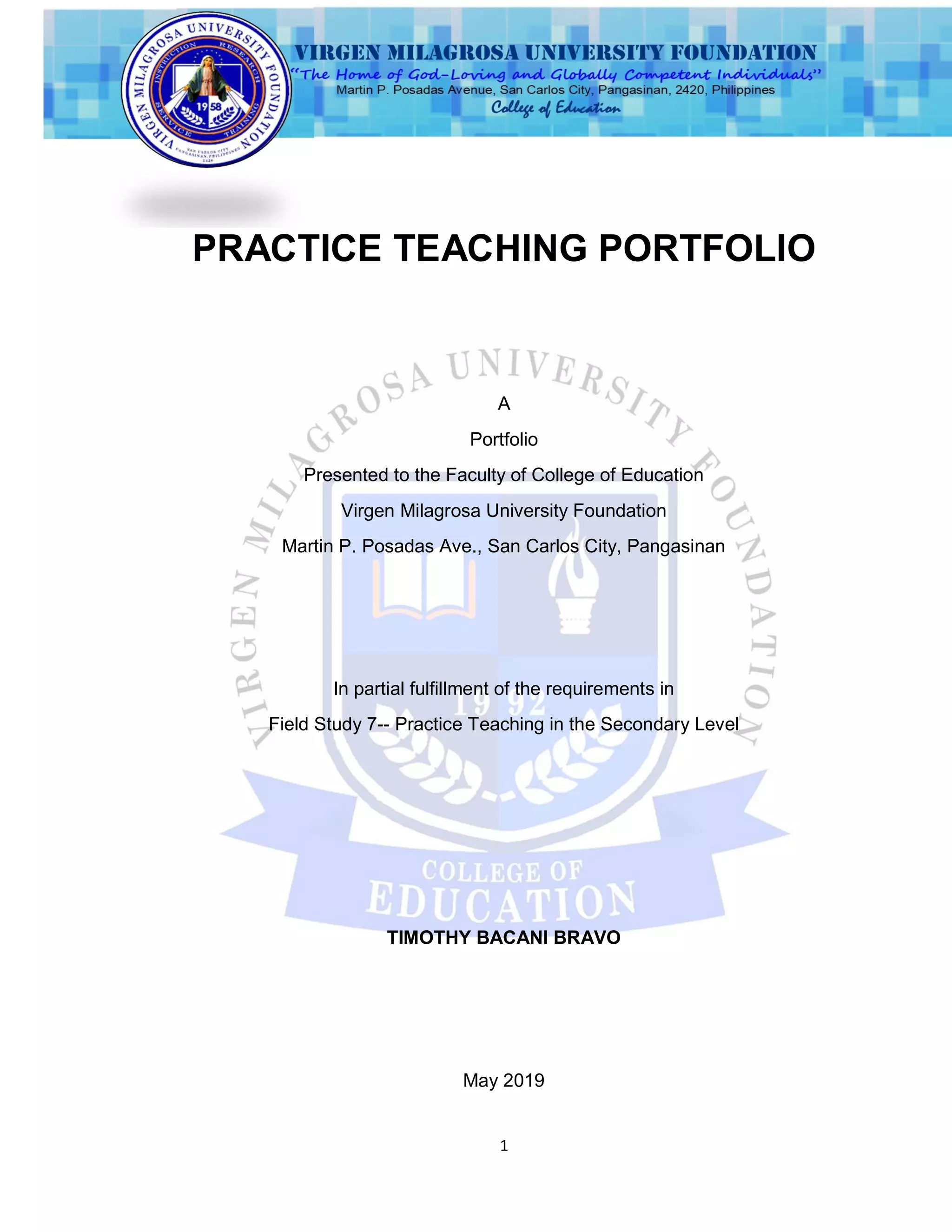Practice Teaching Portfolio 2019 | PDF