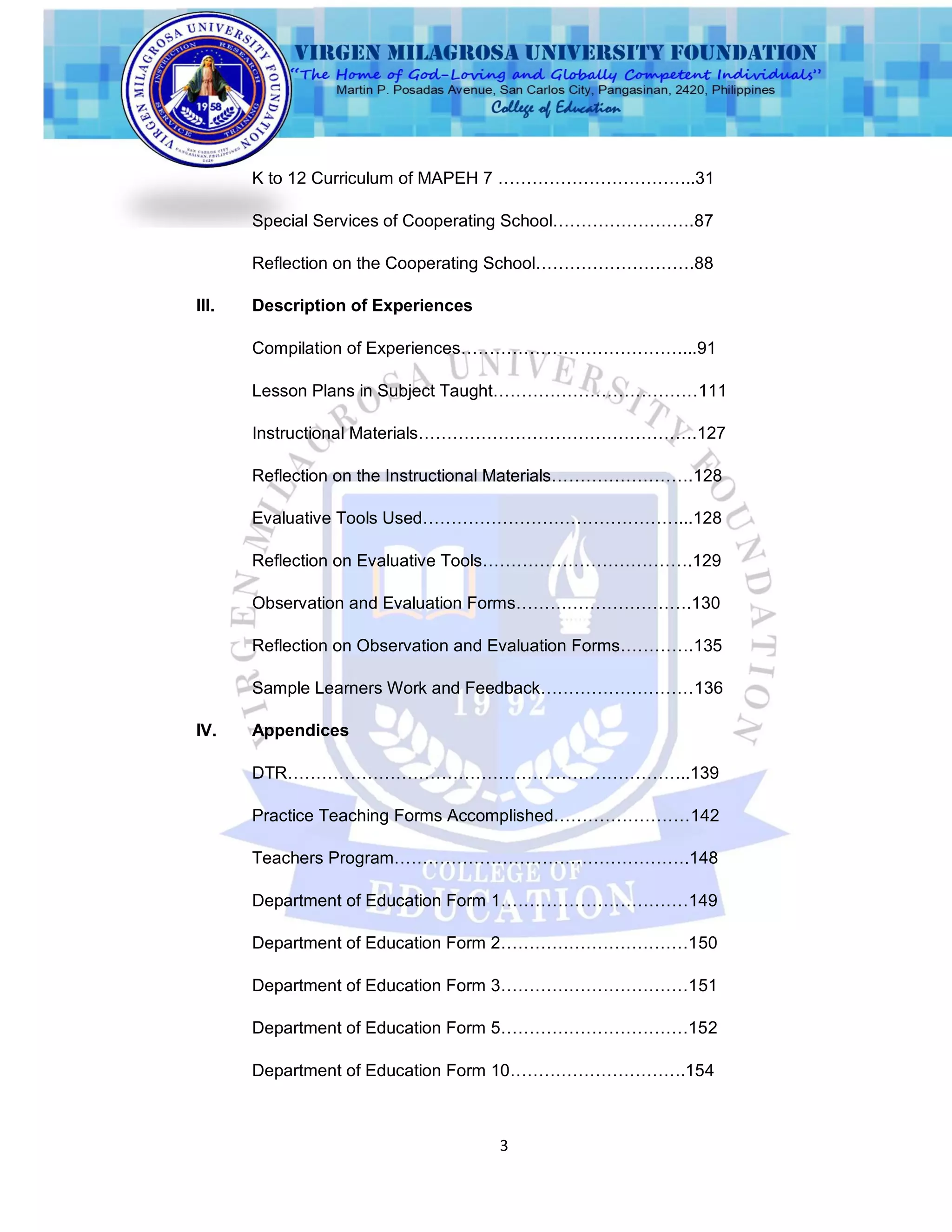Practice Teaching Portfolio 2019 | PDF