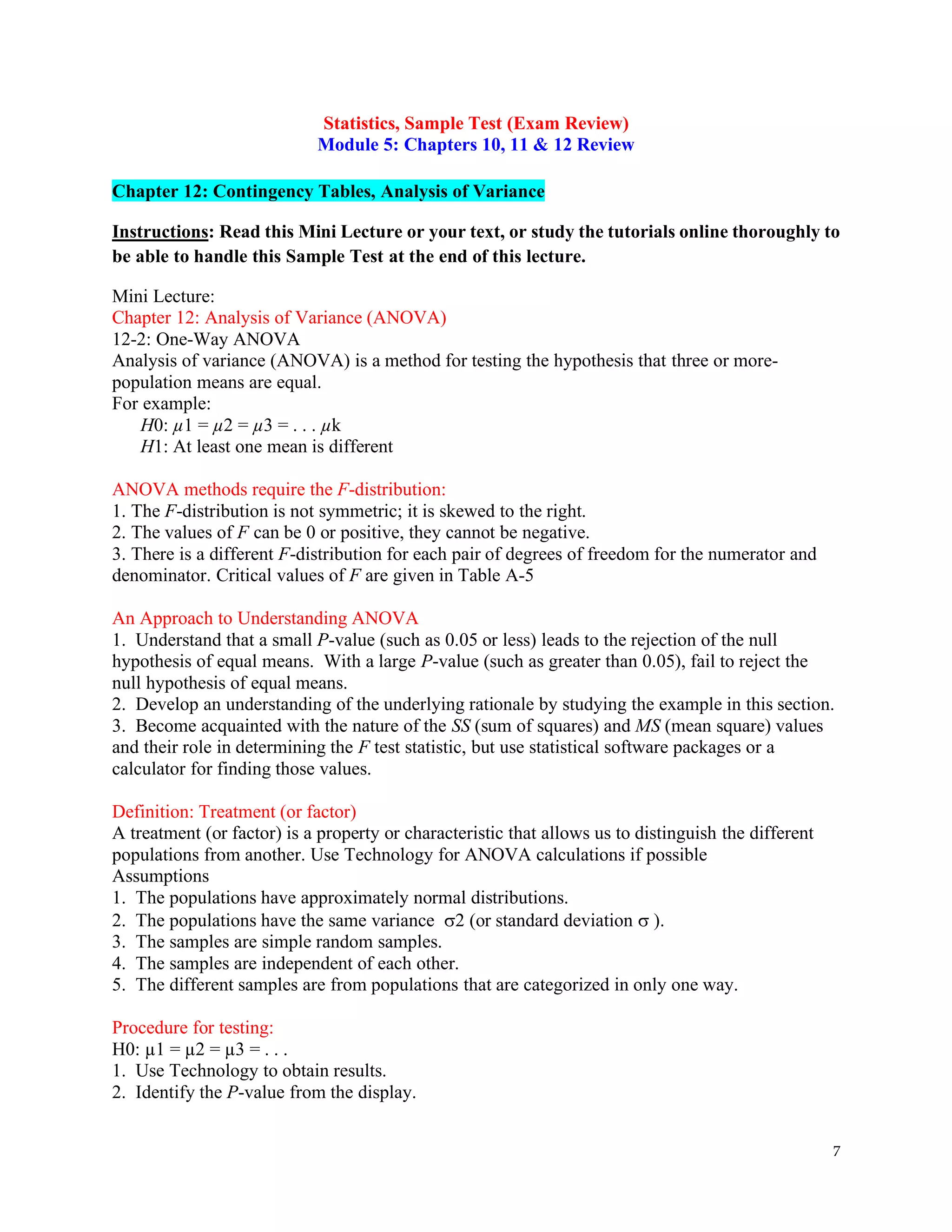 Practice test ch 10 correlation reg ch 11 gof ch12 anova | PDF