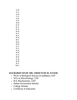 LET Practice Test in Biology | PDF