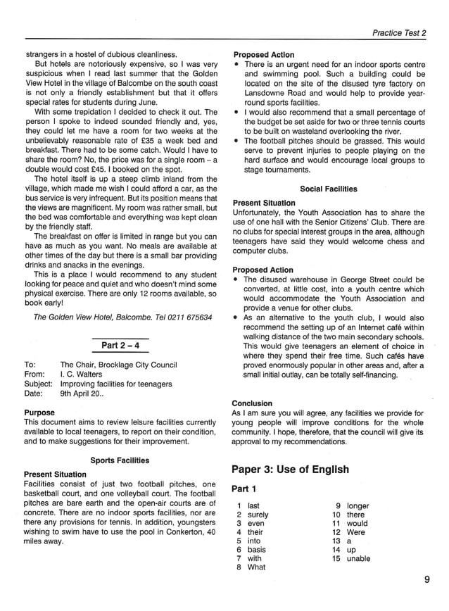 Practice tests for the revised cpe 3 key | PDF