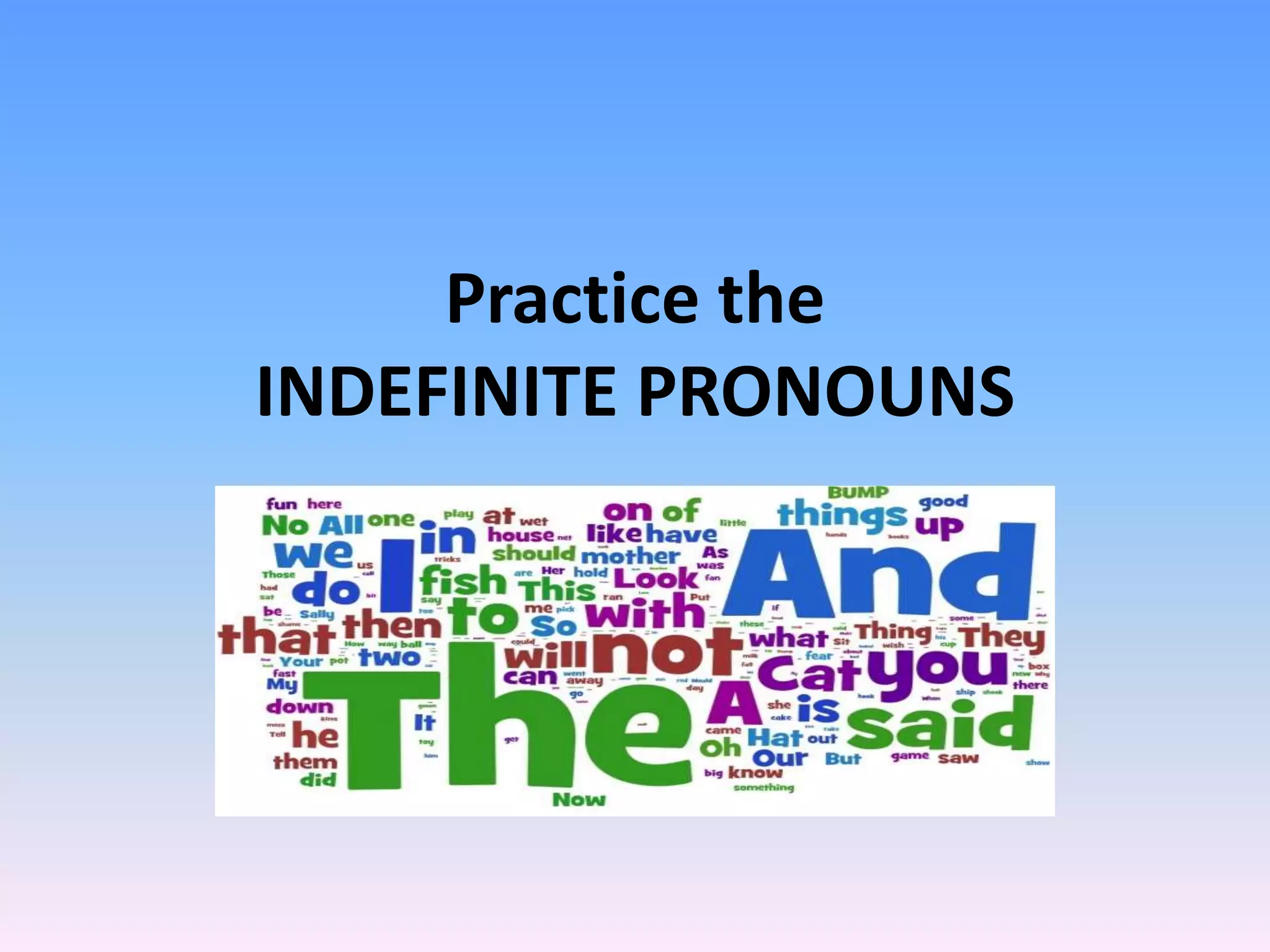 Practice the indefinite pronouns | PPT