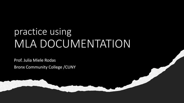 MLA Documentation: Tutorial + Practice | PPSX