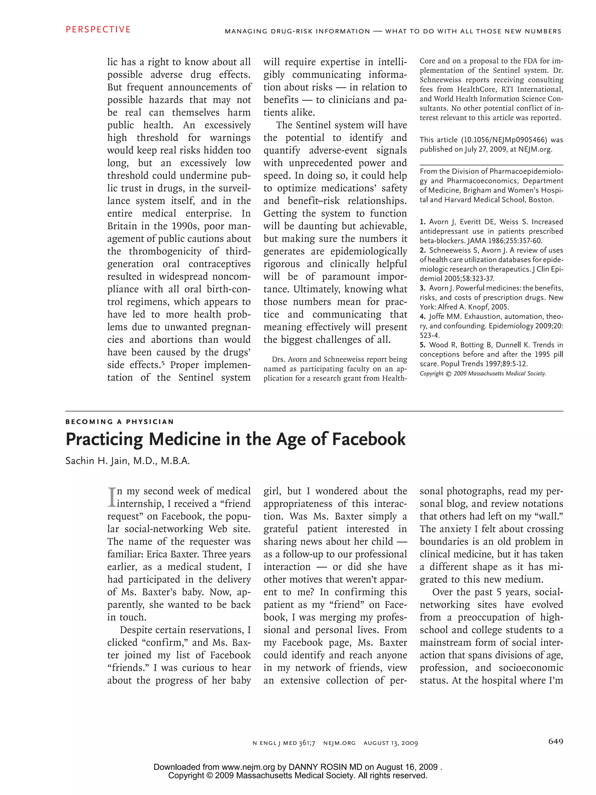 Practicing Medicine In The Age Of Facebook | PDF