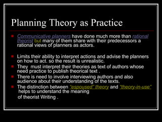 Practicing Planning Theory In A Political World | PPT