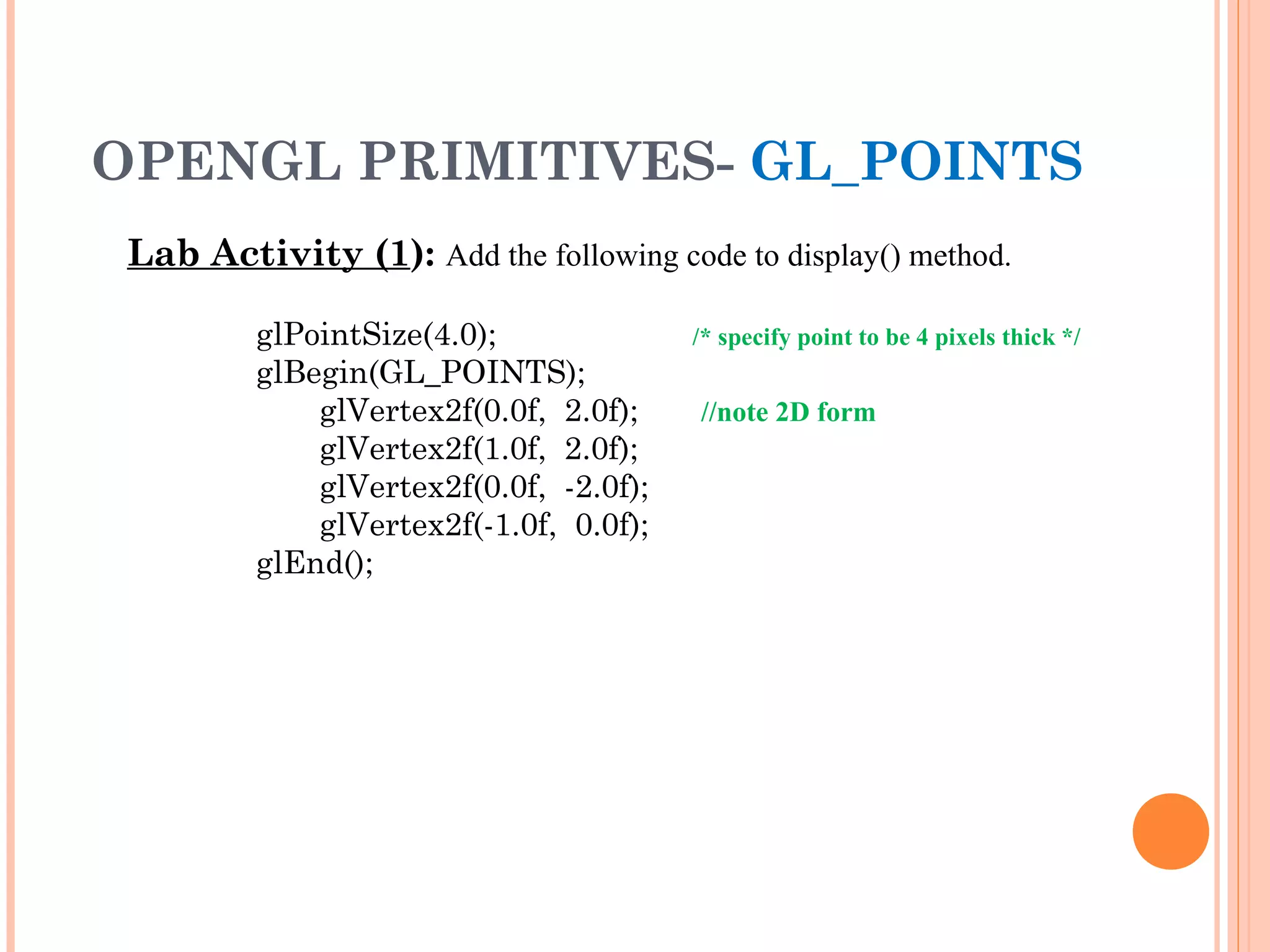 Practicing 2d drawing primitives | PPT
