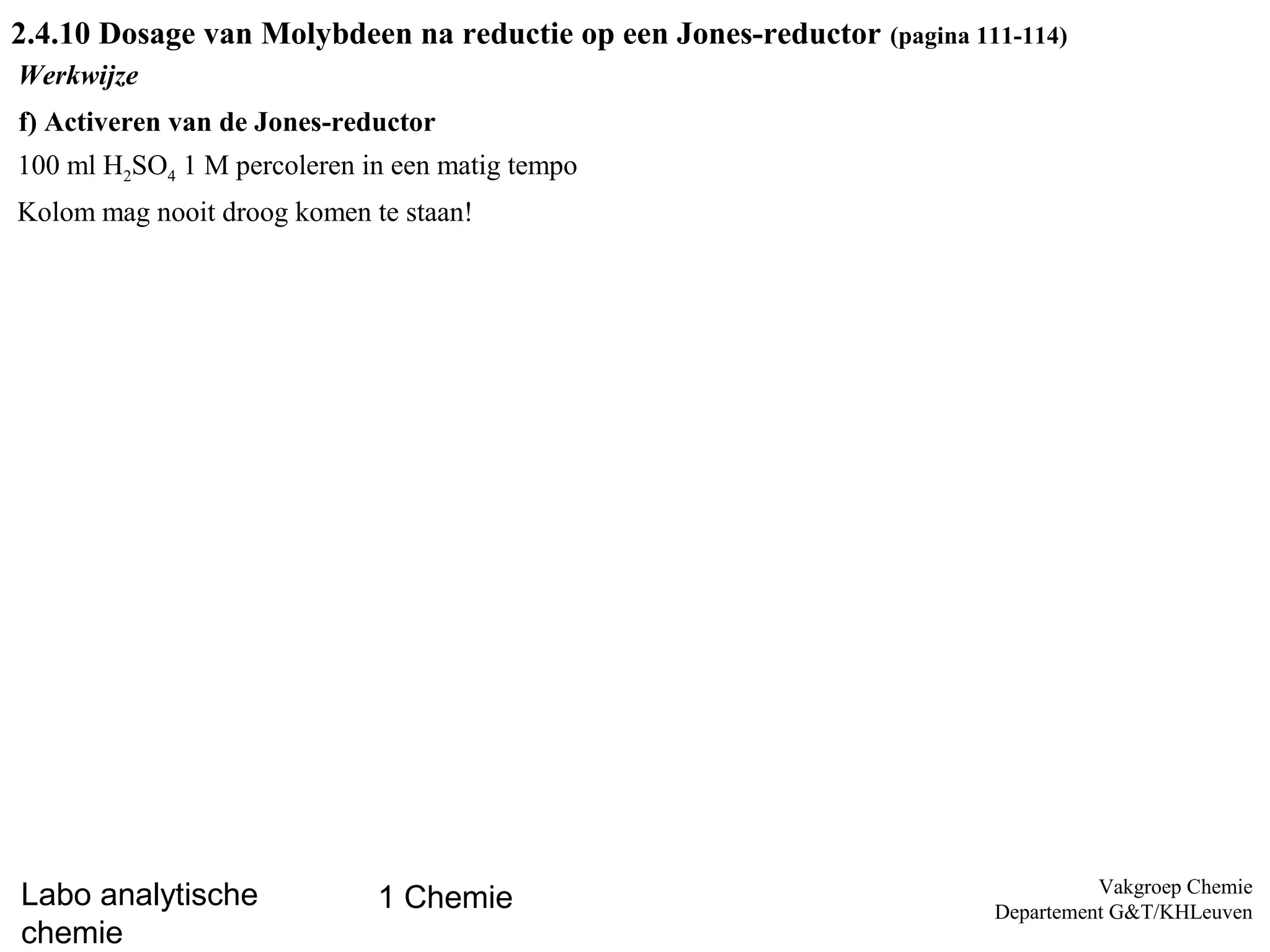 Labovoorbereiding - gravimetrie & Jones reductor | PPT