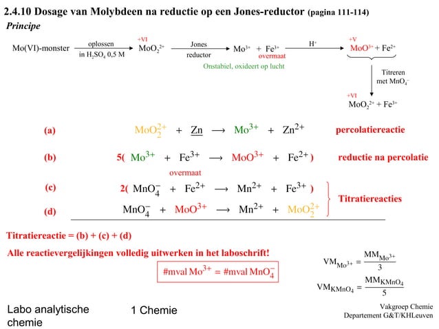 Labovoorbereiding - gravimetrie & Jones reductor | PPT | Chemistry ...