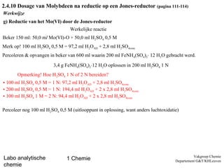 Labovoorbereiding - gravimetrie & Jones reductor | PPT