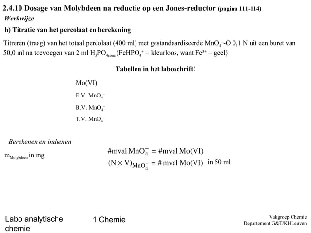 Labovoorbereiding - gravimetrie & Jones reductor | PPT | Chemistry ...