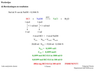 Labovoorbereiding - titratie HCl met NaOH | PPT