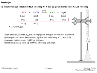 Labovoorbereiding - titratie HCl met NaOH | PPT