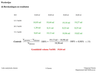 Labovoorbereiding - titratie HCl met NaOH | PPT