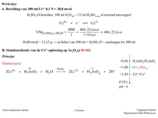Labovoorbereiding manganometrie-jodometrie-cerimetrie | PPT