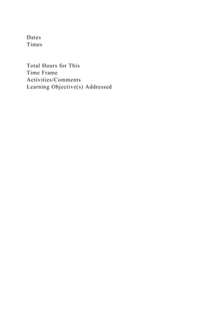 Practicum Experience Time Log and Journal TemplateStudent Name.docx