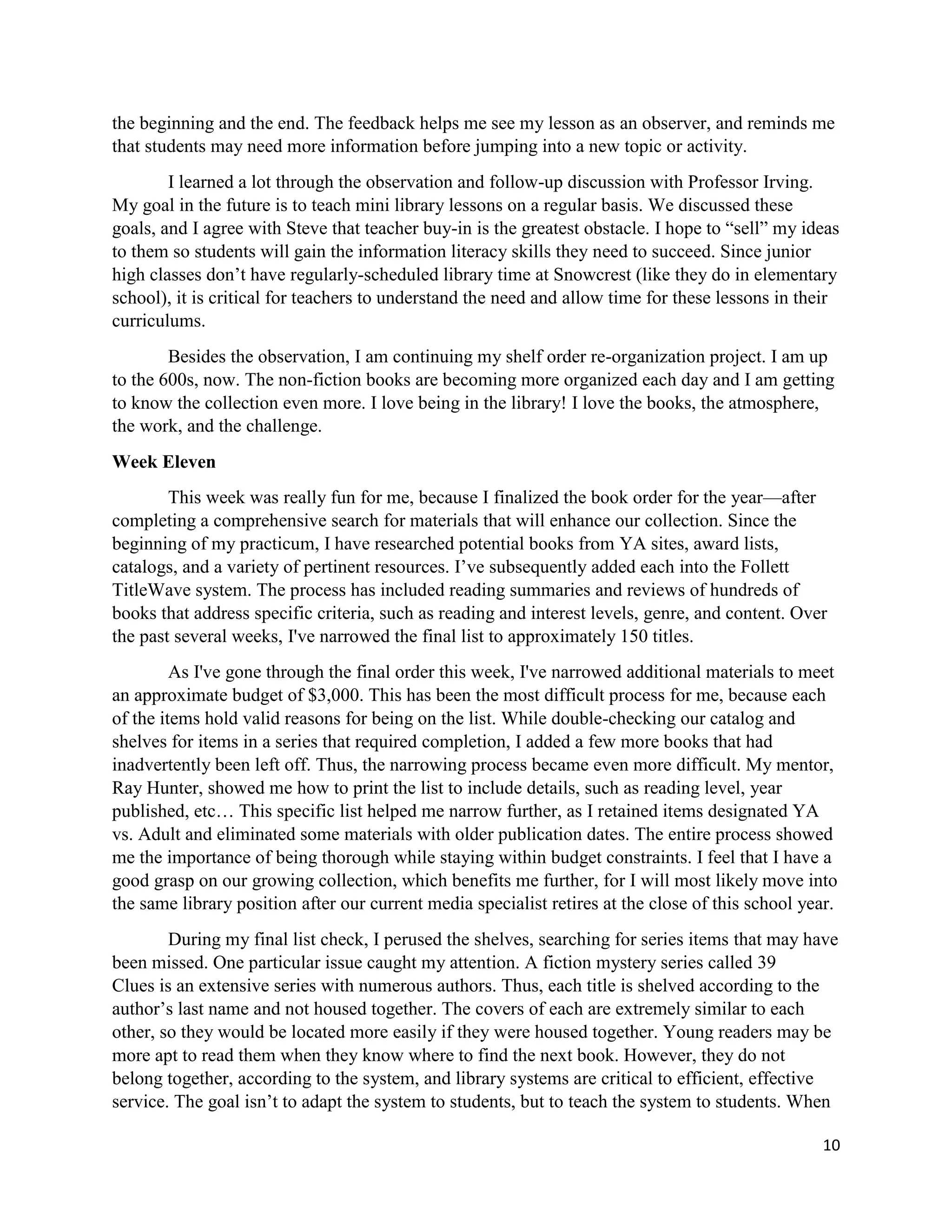 Practicum journal entries 1 15 | PDF