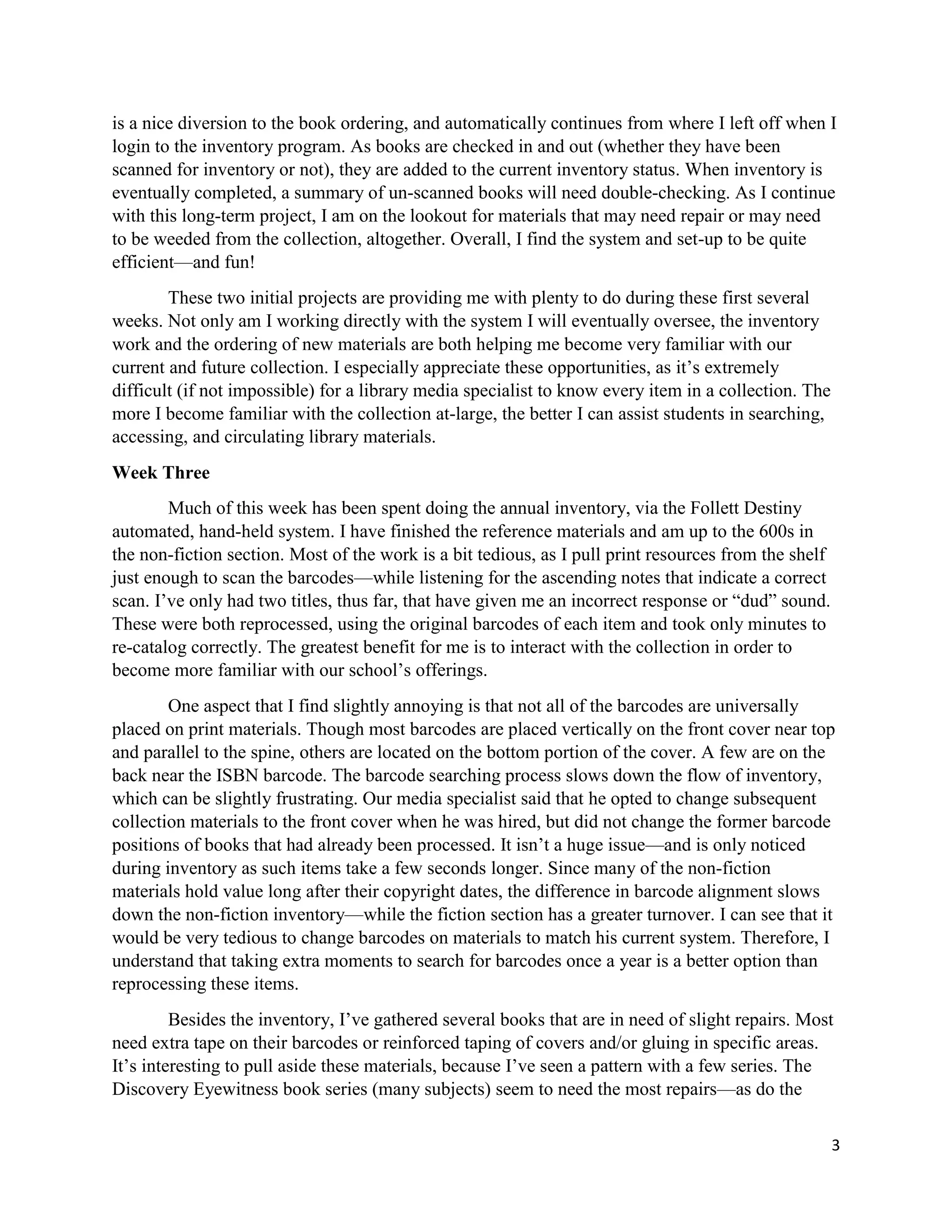 Practicum journal entries 1 15 | PDF