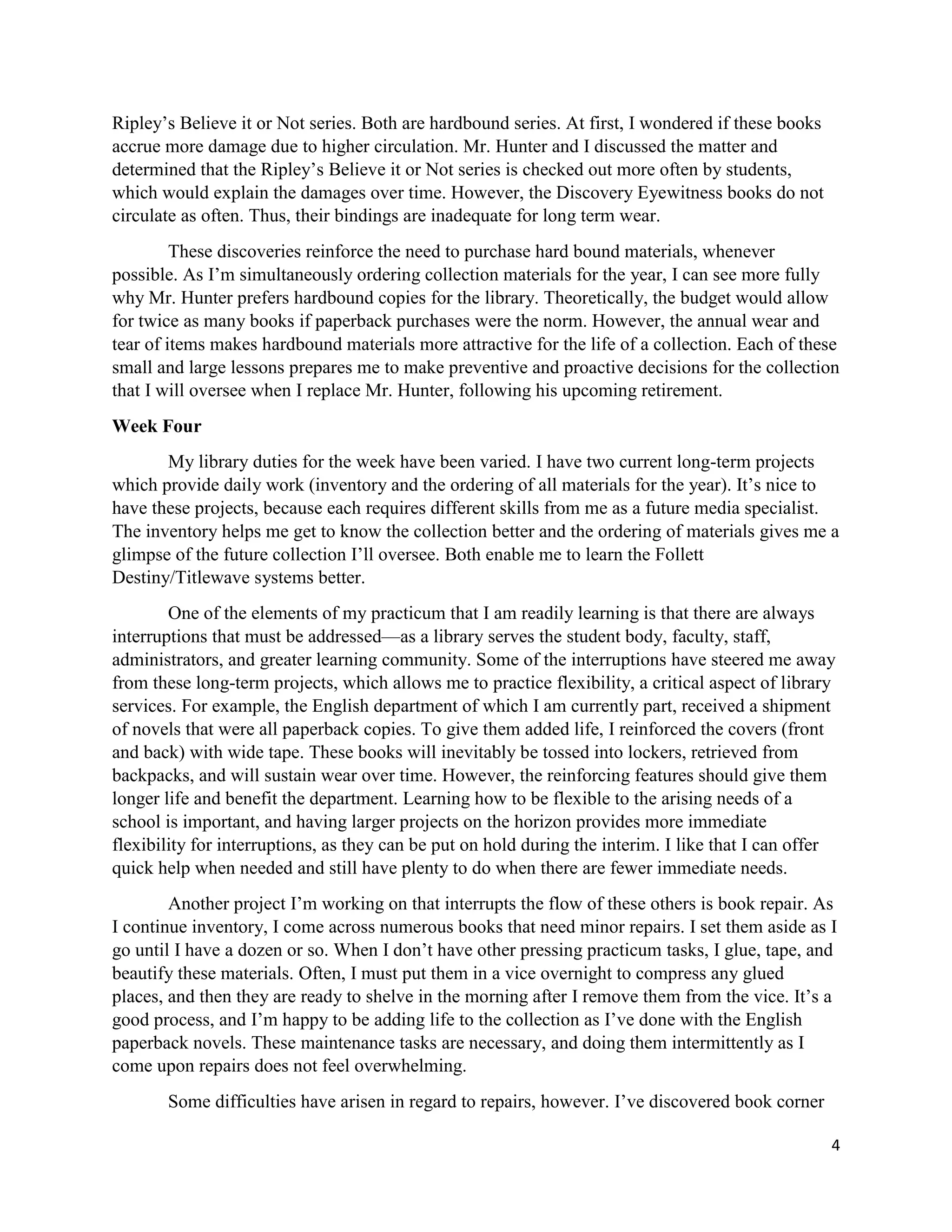 Practicum journal entries 1 15 | PDF