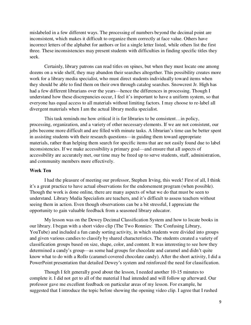 Practicum journal entries 1 15