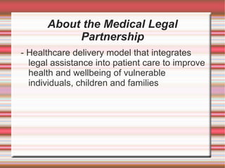 Evaluation of a Medical Legal Partnership | PPT