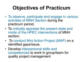Practicum presentation on Safe Motherhood Program (SMP) and Maternal ...