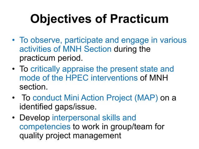 Practicum presentation on Safe Motherhood Program (SMP) and Maternal ...