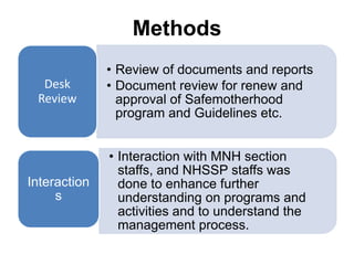 Practicum presentation on Safe Motherhood Program (SMP) and Maternal ...