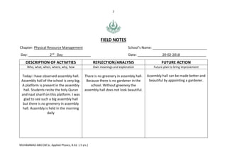 Practicum report (field notes and action plans) | PDF