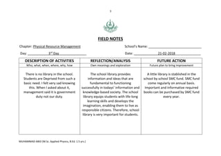 Practicum report (field notes and action plans) | PDF