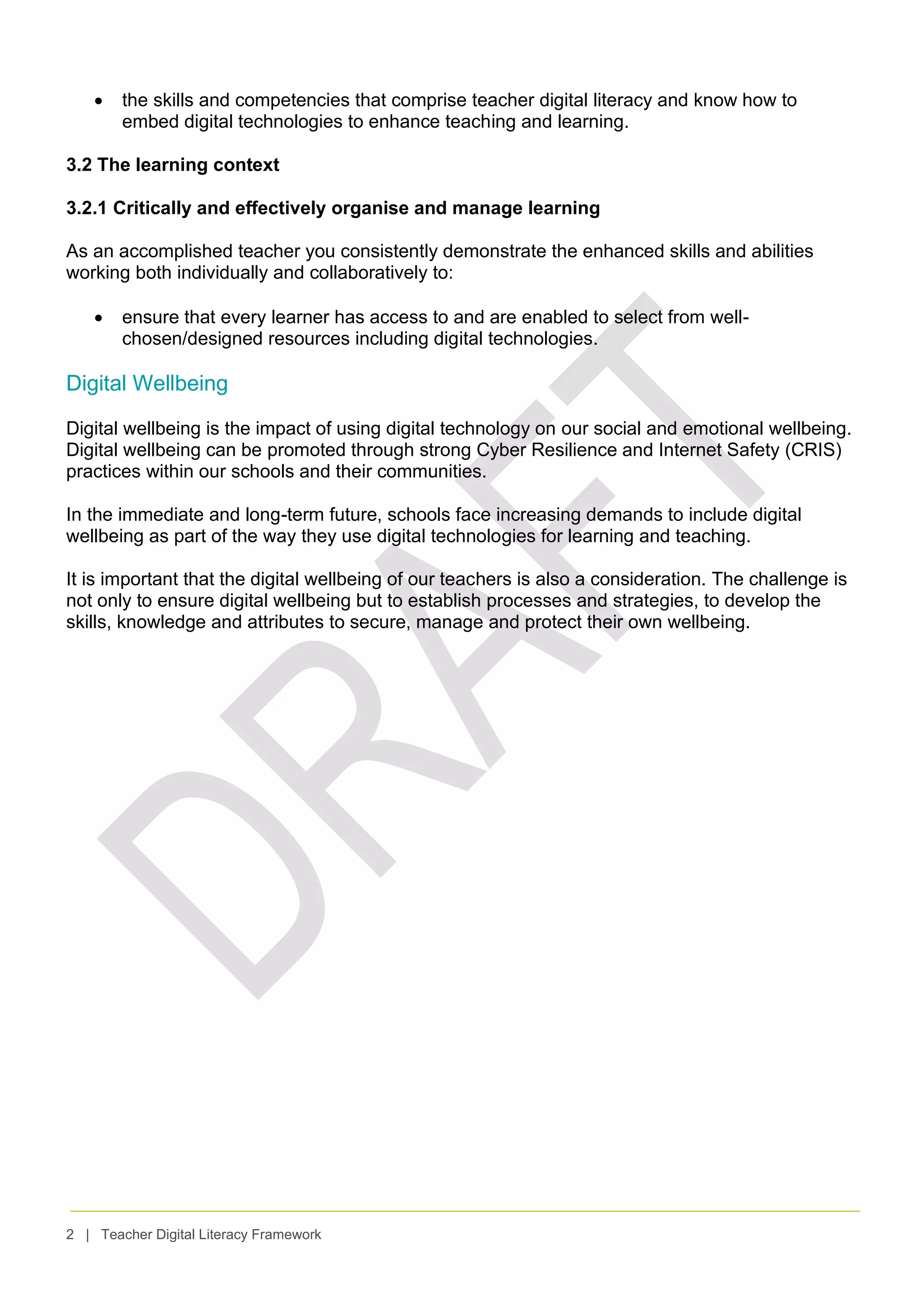 Teacher Digital Literacy Framework (january-2023-draft) | PDF