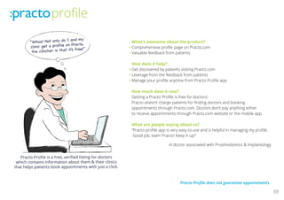 Practo for Doctors - Product Catalogue | PDF