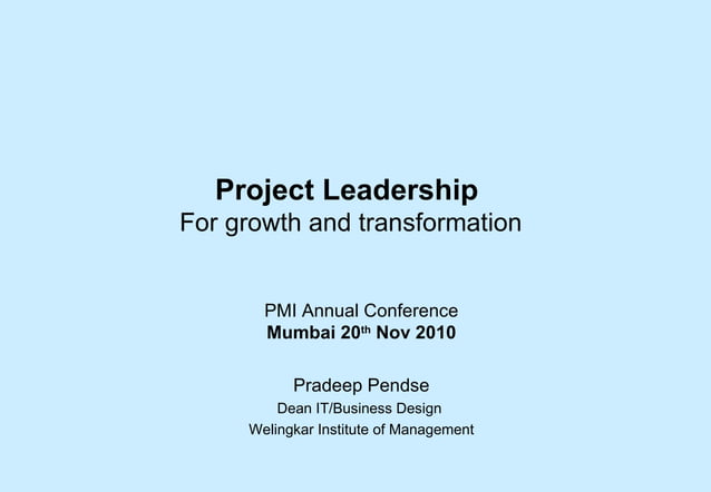 Pradeep pendse project leadership pmi conference | PPT