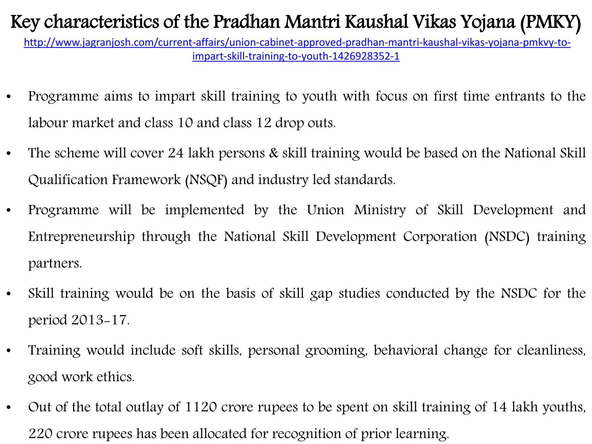 Pradhan Mantri Kaushal Vikas Yojana PMKVY Scheme | PDF