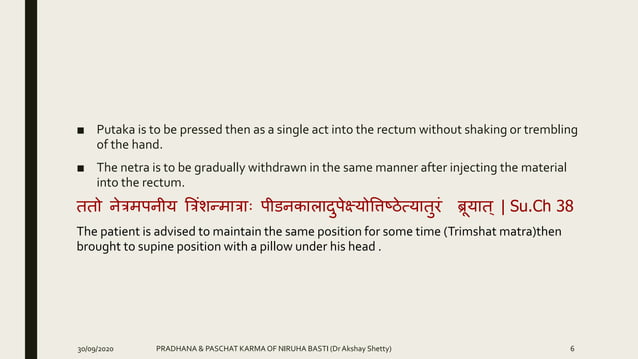 Pradhana karma niruha basti | PPTX | Hinduism | Religion & Spirituality