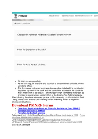 Pradhan Mantri Rahat Kosh Yojana 2022In pursuance of an.docx