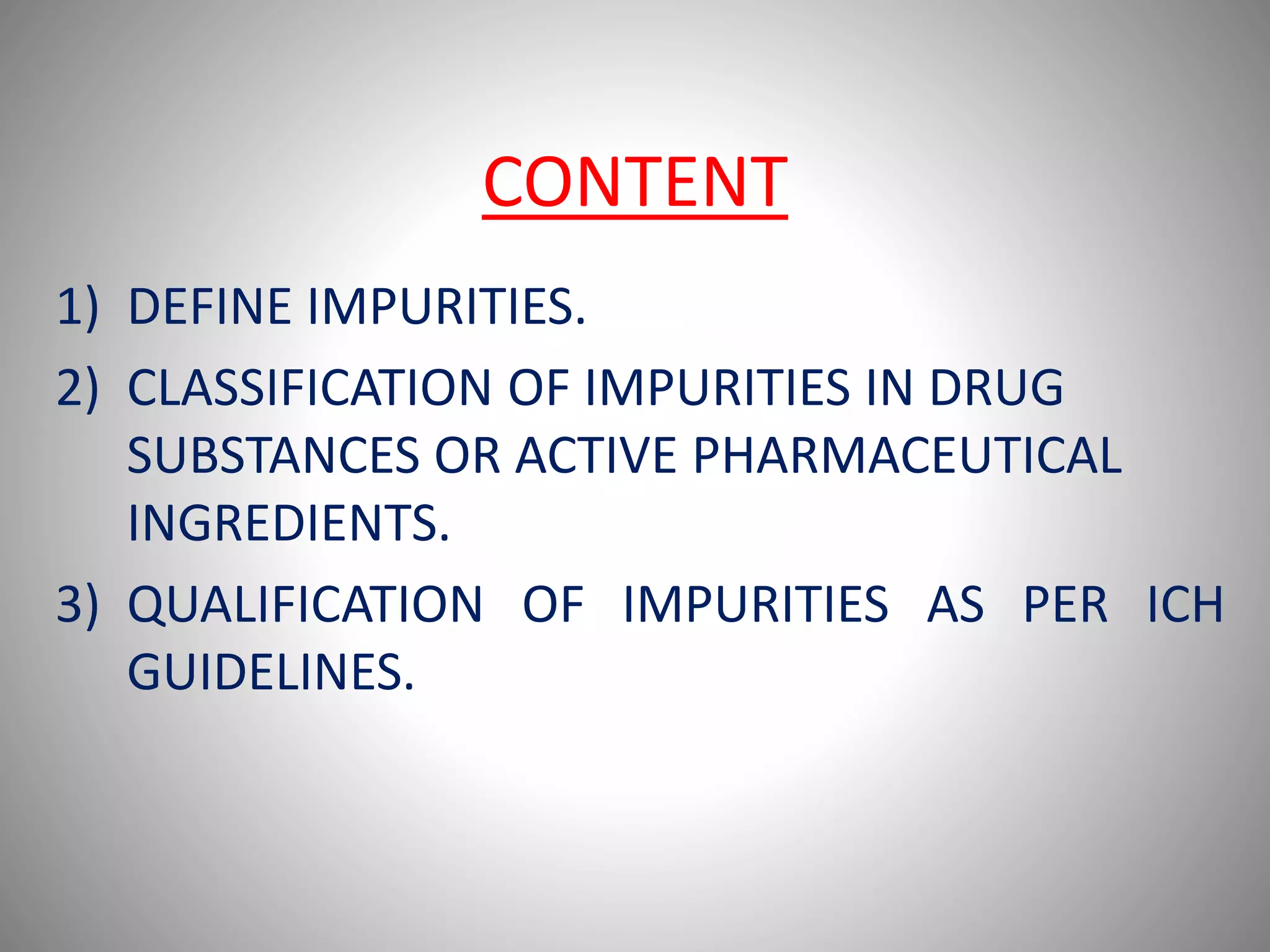 IMPURITIES AND STABILITY STUDIES | PPTX