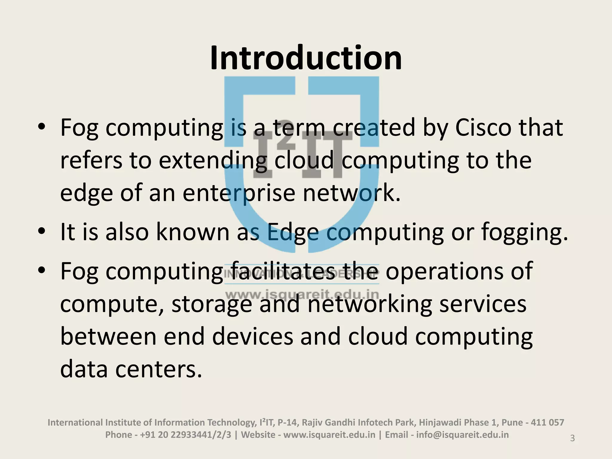Introduction To Fog Computing | PPT | Cloud Computing | Internet
