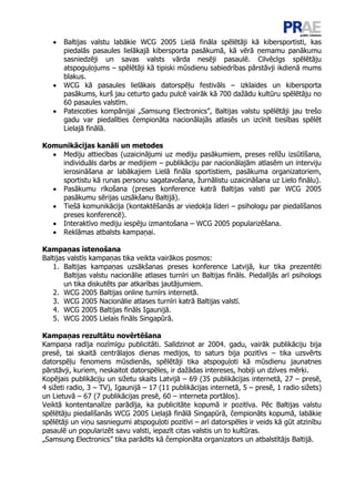 Regional Campaign 2006 / 2nd Place / WCG 2005 Pasaules kiberspēļu čempionāts | PDF