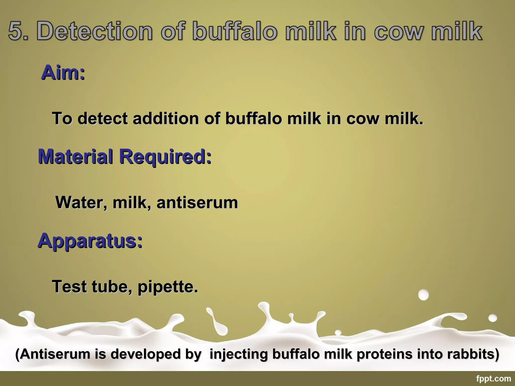 Adulteration And Detection Test On Milk Ppt